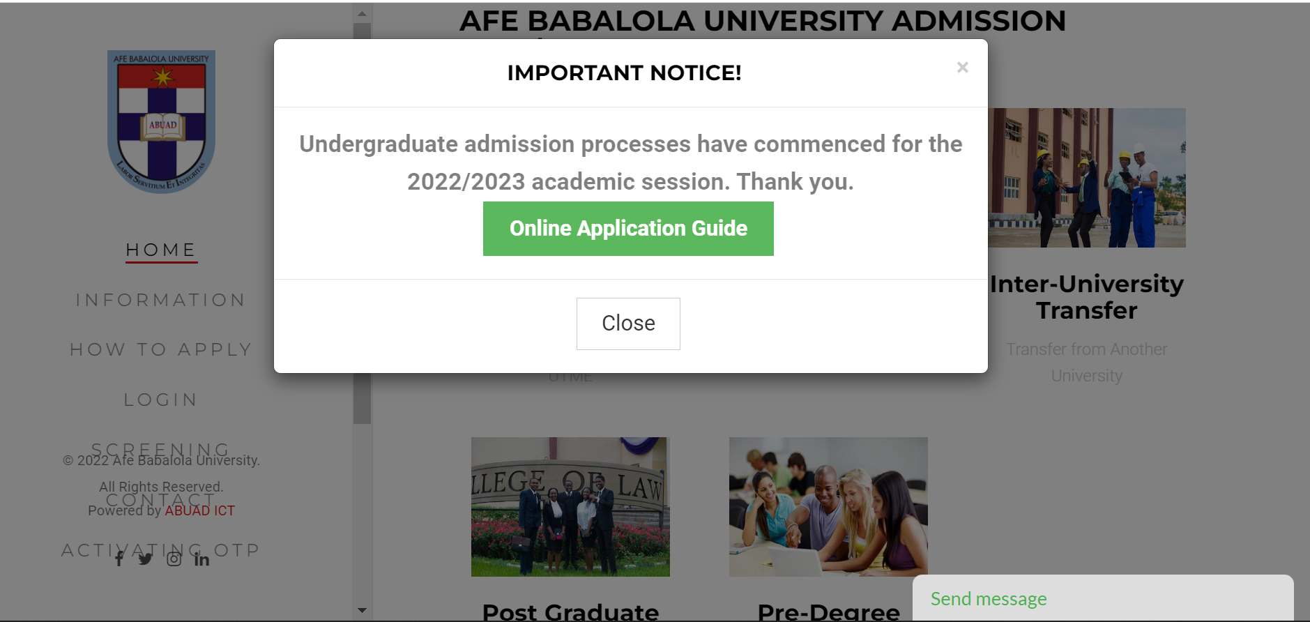 ABUAD Post UTME Form 2022/2023 | All You Need to Know